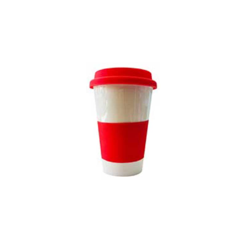 Vaso Cerámica C/Tapa Rojo 350 ml pza – Think Publicidad | Solo ...